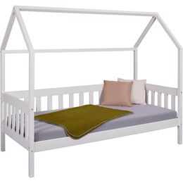 Hausbett Inter Link, B:97cm H:174cm L:207cm, wei&szlig;, Betten, "Funky Housebed, Kinderbett, Himmelbett", Spielbett aus Kiefer Massiv, ohne Lattenrost, 90