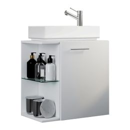 Waschtisch Vcm, B:52cm T:34cm, wei&szlig;, Badezimmer, Waschtische, "2-tlg G&auml;ste WC Waschplatz Bad Waschtisch Hausa"