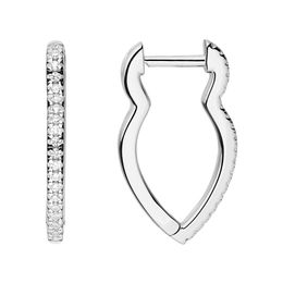 Jobo Damen Paar Creolen "Ohrringe spitz 20 mm mit 40 Zirkonia", Silber 925 (Sterlingsilber), silber, Silber 925 (Sterlingsilber), Ohrringe, 925