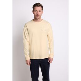 Street One MEN Herren Langarmshirt, beige, Gr. L, unifarben, Web, 100% Baumwolle, Shirts, aus reiner Baumwolle