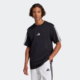 Herren T-Shirt "ESSENTIALS 3-STREIFEN SINGLE JERSEY", schwarz-wei&szlig;, Gr. S, adidas Sportswear, Obermaterial: 100% Baumwolle, Shirts, mit sportlichem