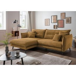 Ecksofa Home Affaire, B:255cm H:94cm T:180cm, gold, 93% Polyester, 7% Polyamid, Wohnzimmer, Sofas, "Lazio, 255 x 180 cm, modern und bequem", Cord,