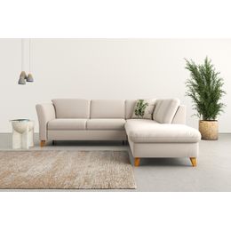 Ecksofa Home Affaire, B:252cm H:86cm T:213cm, grau, 100% Polyester, Wohnzimmer, Sofas, "Trelleborg L-Form", Federkern-Polsterung, wahlweise mit