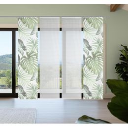 Schiebegardine Vision S, B:60cm H:260cm, gr&uuml;n, Polyester, Wohnzimmer, Gardinen, "SANJA", Schiebevorhang,Bambusoptik,Digitaldruck,SET