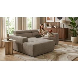 OTTO HOME Ecksofa "Ballerup 211 x 175 cm, auch mit verstellbarer Sitztiefe", B/H/T: 211cm x 80cm x 175cm, Flausch, Recamiere links, Mit