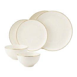 Seltmann Weiden Geschirr-Set "Basic-Set Savona Goldlinie 6er Set creme", 6, beige, Geschirr-Sets, Sp&uuml;lmaschinenfest, Mikrowellensicher, Ofenfest