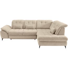 Ecksofa Home Affaire, B:288cm T:216cm, beige, 100% Polyester, Wohnzimmer, Sofas, "Lazio modern und bequem, schmale Armlehnen, tolle
