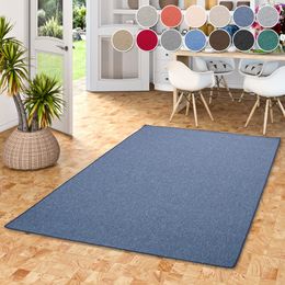 Teppich OTTO HOME, B:400cm H:5mm L:400cm, blau, Kunstfaser, Wohnzimmer, Teppiche, "Fortis, Schlinge, Made in Netherlands", Uni Farben, gekettelt,