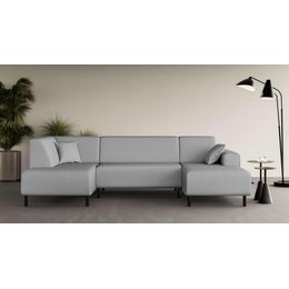 Wohnlandschaft OTTO HOME, B:300cm H:81cm T:163cm, grau, 100% Polyester, Sofas, "ARROS U-Form mit Wellenunterfederung, Ma&szlig;e B/T/H: 300/163/81 cm",
