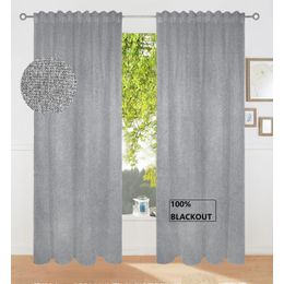 Verdunkelungsvorhang OTTO HOME, B:135cm H:245cmsilberfarben, Polyester, Polyester, Kinderzimmer, Gardinen, "Ronnel", 2x einfarbig, Wohnzimmer,