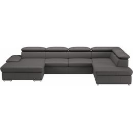 Sit & More Wohnlandschaft SIT & MORE, B:349cm H:73cm T:226cm, braun, NaturLEDER;Spannstoff, Sofas, "Valantine U-Form, B: 349 cm", mit Arm- &