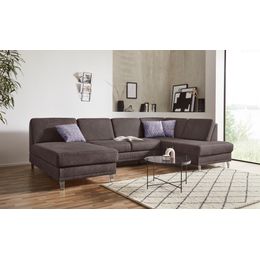 Sit & More Wohnlandschaft SIT & MORE, B:319cm H:89cm T:190cm, grau, Sofas, "Clio U-Form", wahlweise mit Schlaffunktion und Bettkasten, inklusive Federkern