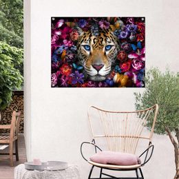 Poster Reinders, B:80cm H:60cm T:0,1cm, bunt, Leinwand, Bilder, "Flower Cat", Outdoor f&uuml;r Garten oder Balkon