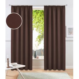 Vorhang OTTO HOME, B:140cm H:225cm, braun, Polyester, Recyceltes Material, Wohnzimmer, Gardinen, "Parry", 2-er Set, blickdicht, monochrom, basic,