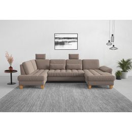 Sit & More Wohnlandschaft SIT & MORE, B:338cm H:88cm T:172cm, grau, 90% Polyester 10%Polyamid, Sofas, "Westham U-Form", wahlweise mit Schlaffunktion,