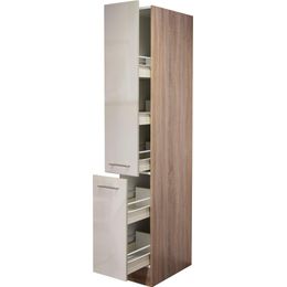Apothekerschrank Flex-Well, B:30cm H:200cm T:57,1cm, braun, Holzwerkstoff, K&uuml;che, Schr&auml;nke, "Nepal", (B x H x T) 30 x 200 x 57 cm, mit 5 Ablagen