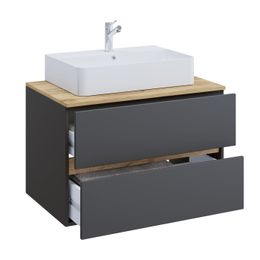 Waschtisch Vcm, B:80cm T:47cm, braun, Badezimmer, Waschtische, "2 tlg. Badm&ouml;bel-Set mit Waschbecken Cosila-A 80 cm"