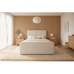 Boxbett Home Affaire, B:131cm L:217cm, beige, Komplettbetten, "Amrum inkl. Bettkasten, Liegefl&auml;che 120 und 180x200cm", inkl. Topper, erh&auml;ltlich in