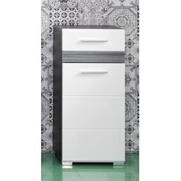 Unterschrank Welltime, B:37cm H:80cm T:31cm, schwarz-wei&szlig;, FSC-zertifizierter Holzwerkstoff, MDF, Badezimmer, Schr&auml;nke, "Toulon", Kommode mit 1 T&uuml;r &