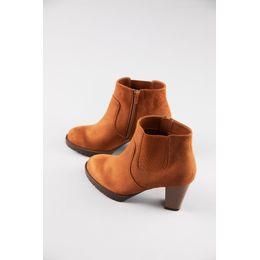 ANISTON SHOES Damen Stiefelette, Gr. 36, braun, Textil, Veloursleder, Basic, Schuhe, Ankleboots mit seitlichem Stretcheinsatz