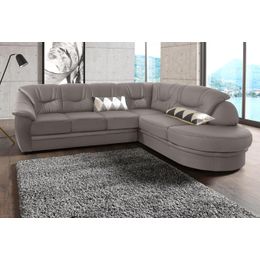Sit & More Ecksofa SIT & MORE, B:267cm H:90cm T:206cm, grau, NaturLEDER (echtes Rindsleder) in Sitz und R&uuml;cken. Korpus in passendem Kunstleder SOFTLUX