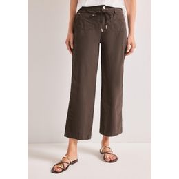 Street One Damen Stoffhose, braun, Gr. 42, unifarben, Web, Obermaterial: 100% Baumwolle. G&uuml;rtel: 100% Baumwolle, Hosen, High Waist