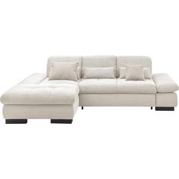 Ecksofa, B:284cm H:80cm T:190cm, wei&szlig;, SET ONE BY Musterring, 100% Polyester, Wohnzimmer, Sofas, "SO4100 V", mit verstellbaren Kopfteilen, wahlweise