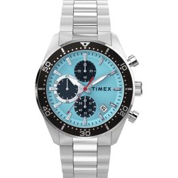 Timex Herren Chronograph "Ridgefield Chronograph", blau, Armbanduhren, Quarzuhr, Armbanduhr, Herrenuhr, Edelstahlarmband, analog, Tag