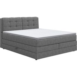 Boxspringbett COTTA, B:181cm L:215cm, grau, 100% POLYESTER (PES), Komplettbetten, "Fort II, in verschiedenen Breiten erh&auml;ltlich - auch als