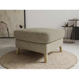 Polsterhocker OTTO HOME, B:70cm H:47cm T:70cm, braun, 85% Polypropylene, 15% Polyester, Hocker, "MARSEILLE", Massivholzbeine Eiche, Landhausstil,