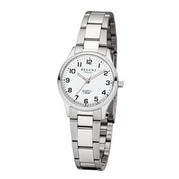 Regent Uhren REGENT Damen Quarzuhredelstahlfarben, Armbanduhren, Armbanduhr, Damenuhr, Edelstahlarmband, analog