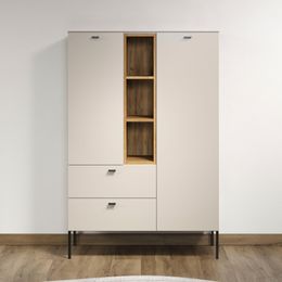 Highboard Home Affaire, B:93cm H:140cm T:42cm, beige, Wohnzimmer, Sideboards, "San Pedro", Highboard, 2 T&uuml;ren, 2 Schubkasten & Soft-Close - (B/T/H)