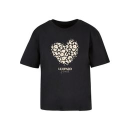Merchcode Damen T-Shirt "Merchcode Ladies Leopard Heart Everyday Tee", schwarz, Gr. L, bedruckt, 100% Baumwolle, Shirts
