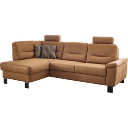 Ecksofa DIE PLANBAR, B:244cm H:88cm T:160cm, braun, 100% Polyester, Wohnzimmer, Sofas, "PP-PF23172 L-Form, Breite 244 cm", Eckgarnitur mit besonders