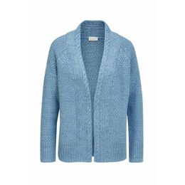 GOLDNER Damen Strickjacke "Elegante Grobstrickjacke, Zopfmuster", blau, Gr. 38, Obermaterial: 70% Baumwolle CO. 30% Polyacryl PAN., Strickjacken, Ohne