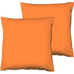 Kissenbezug Fleuresse, B:80cm L:80cm, orange, Mako-Satin, Obermaterial: 100% Baumwolle, Kissenbez&uuml;ge, "Colours Mako Satin, 100% Baumwolle, mit