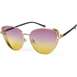 styleBREAKER Damen Sonnenbrille "Cateye Sonnenbrille mit Glitzer Side Shield", gelb, Modisch, Sonnenbrillen