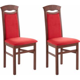 Esszimmerstuhl Home Affaire, B:46cm H:101cm T:51cm, rot, Microfaser, St&uuml;hle, "Franz", strapazierf&auml;hige Microfaser, Gestell Buche natur oder wei&szlig;,