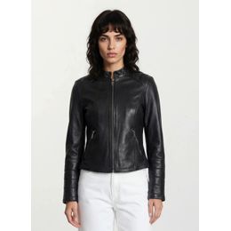 Trueprodigy Damen Lederjacke "Raegan mit Steppn&auml;hte, Stehkragen und Paspelierungen", schwarz, Gr. S, Obermaterial: 100% Schafsleder sheepskin., Jacken