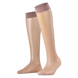 Falke Kinder Kniestr&uuml;mpfe "Miss Ribbon", Gr. 39, braun, Obermaterial: 85% Polyamid PA. 15% Elasthan EL., Socken