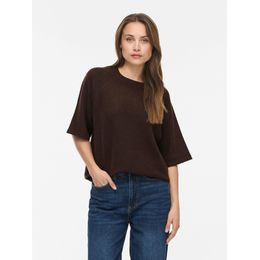 Vila Damen Strickpullover "VILIGA 2/4 O-NECK KNIT TOP - NOOS", braun, Gr. XXL, meliert, Strick, Obermaterial: 97% Polyester, 3% Elasthan, Pullover,