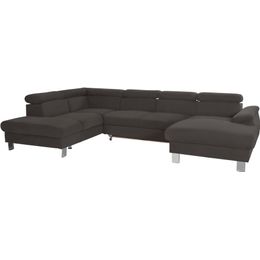 COTTA Kinder Wohnlandschaft "Komaris U-Form, B: 320 cm", B/H/T: 320cm, Leder PAMPAS, Ottomane links,mit Bettfunktion,mit Bettkasten,ohne