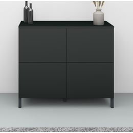 borchardt M&ouml;bel Kommode BORCHARDT M&Ouml;BEL, B:93cm H:80cm T:35cm, schwarz, Holzwerkstoff, Flur, Sideboards, "Haama, Sideboard mit Metallf&uuml;&szlig;en, Push-to-open-Technik,