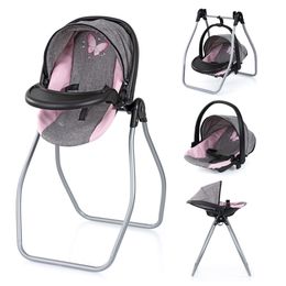 BAYER Kinder Puppen Autositz "4in1 Puppen-Autositz mit Wippe, rosa", rosa, B:49,5cm H:73cm T:40cm, Puppenausstattungen, Puppenhochstuhl, -bett,