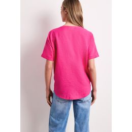 Street One Damen Shirtbluse, pink, Gr. 34, unifarben, Web, 60% Leinen, 40% Baumwolle, Blusen, mit Leinenanteil