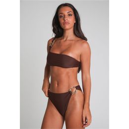 MODA MINX Damen Triangel-Bikini-Top "Irregular Hoop", braun, Gr. XL, unifarben, 82% Polyamid, 18% Elasthan, Bikini-Oberteile, mit tollem