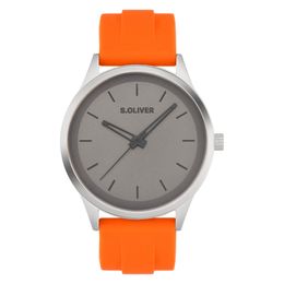 s.Oliver Herren Quarzuhr "Sport Silicone"orange, grau, Armbanduhren, Armbanduhr, Herrenuhr, Silikonarmband, analog