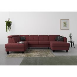 Sit & More Wohnlandschaft SIT & MORE, B:321cm H:85cm T:195cm, lila, Sofas, "Belluci U-Form", Kopfteilverstellung und Federkern, wahlweise mit Schlaffunktion