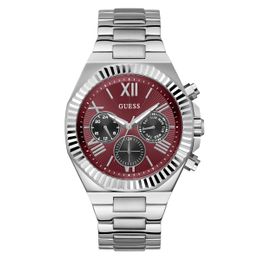 Guess Herren Multifunktionsuhr "Guess-EQUITY"silberfarben, Armbanduhren, Armbanduhr, Herrenuhr, Edelstahlarmband, analog, Wochentag, Tag