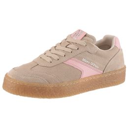 Marc O'Polo MARC O'POLO Damen Sneaker "Cortney", Gr. 37, beige, Glattleder, Veloursleder, unifarben mit Farbeinsatz, Schuhe, Freizeitschuh, Halbschuh, Schn&uuml;rer